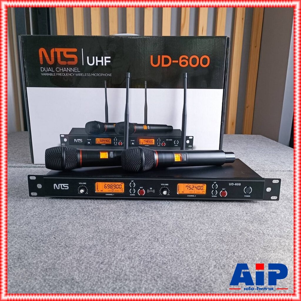 NTS UD-600 ไมค์ลอยปรับความถี่ ไมโครโฟนไร้สาย ไมค์ถือคู่ เปลี่ยนความถี่ได้ ย่านความถี่ UHF UD 600 ...