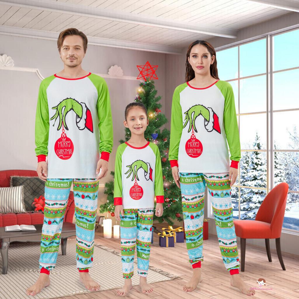 Xzq ชุดนอนรอมเปอร์ แขนยาว ลายมอนสเตอร์ สีเขียว และกางเกง สําหรับ ...