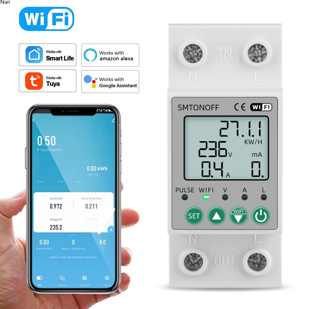 Tuya Wifi Smart Energy Meter เติมเงินพลังงานเมตร Kwh Meter Wattmeter ...