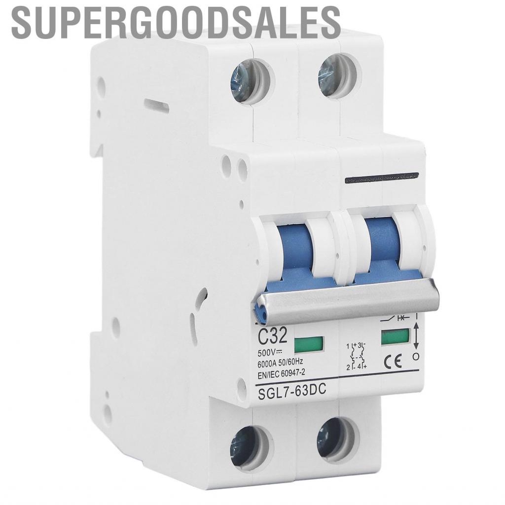 Supergoodsales DC Miniature Circuit Breaker Versatile 2 Pole 500V 32 Amp Isolator Din Rail Mount ...