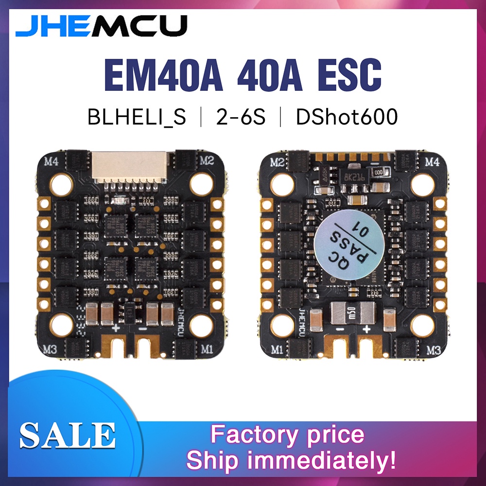 Jhemcu EM40A 40A BLheli_S 4in1 Brushless ESC 2-6S DShot600 20x20 มม. สําหรับโดรนบังคับ FPV DIY ...