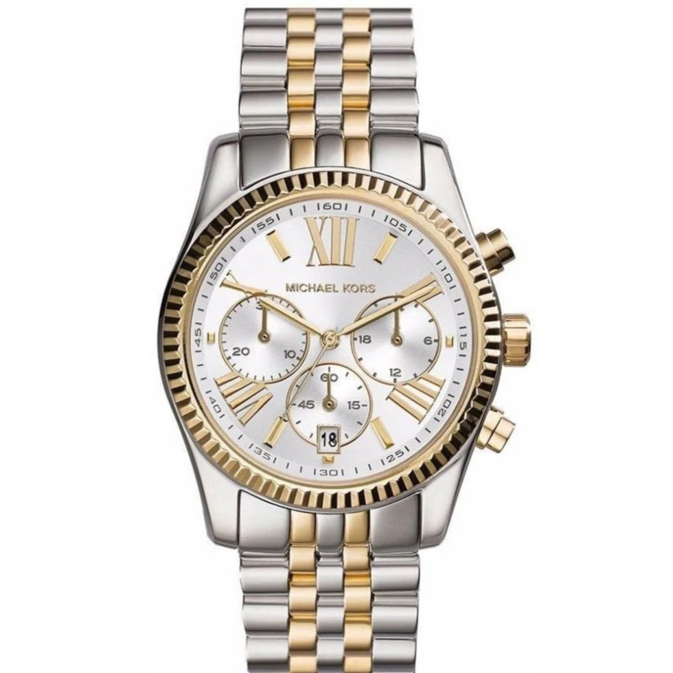 Michael Kors Lexington Chronograph Mother of Pearl Two-Tone Ladies ...