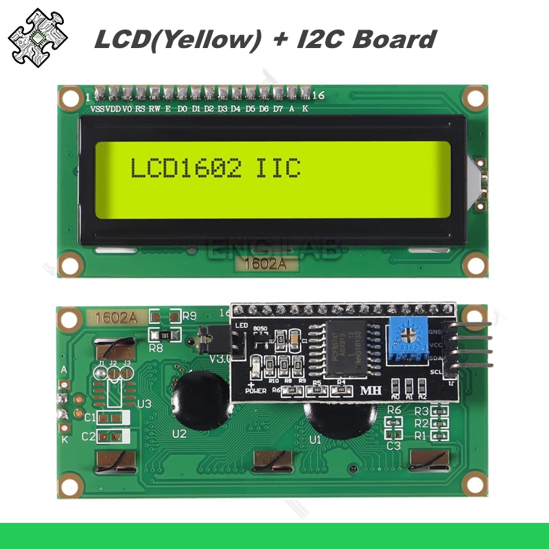 ENGLAB★LCD1602 โมดูลการแสดงผล, หน้าจอสีฟ้าสีเขียว, บอร์ดเชื่อมต่ออนุกรม IIC / I2C | Shopee Thailand