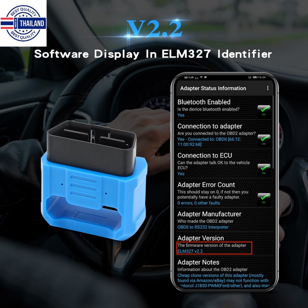 ใหม่ V018 ELM327 V2.2 Bluetooth 5.0 OBD2 Adapter for iOS Android ...