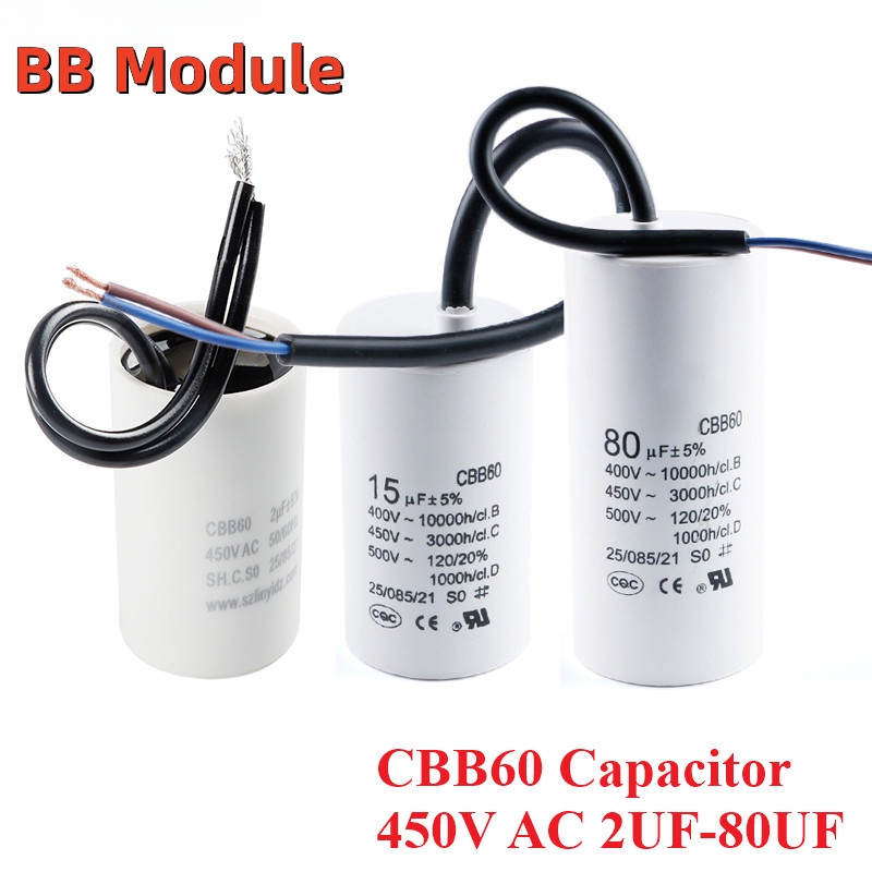 ตัวเก็บประจุมอเตอร์ปั๊ม CBB60 450V AC 2UF-80UF 8UF 10UF 12UF 14UF 15UF ...