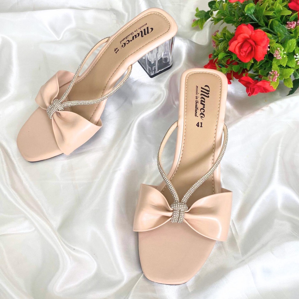 รองเท้าแฟชั่นไซส์ใหญ่ แบรนด์ Marco รุ่น B1031 รองเท้าส้นแก้วสูง 2 นิ้ว ...