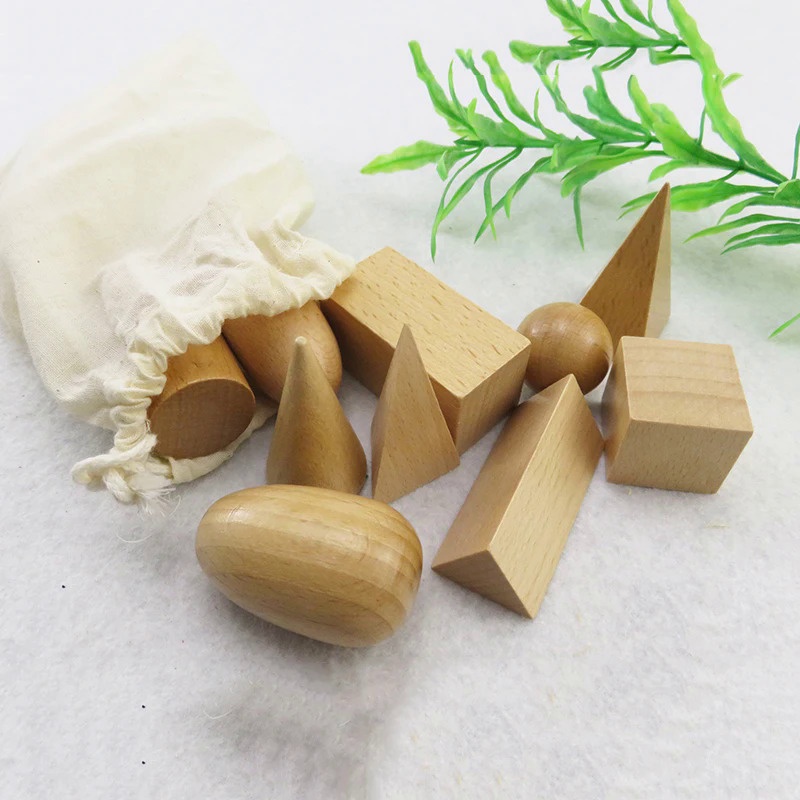 3D Shapes Geometry Blocks Bricks Wooden Geometric Solids Montessori ...