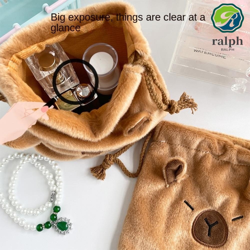 Ralph Capybara กระเป๋าตุ๊กตา, สัตว์ความจุขนาดใหญ่ Capybara Drawstring Bag, ของขวัญตุ๊กตาน่ารัก ...