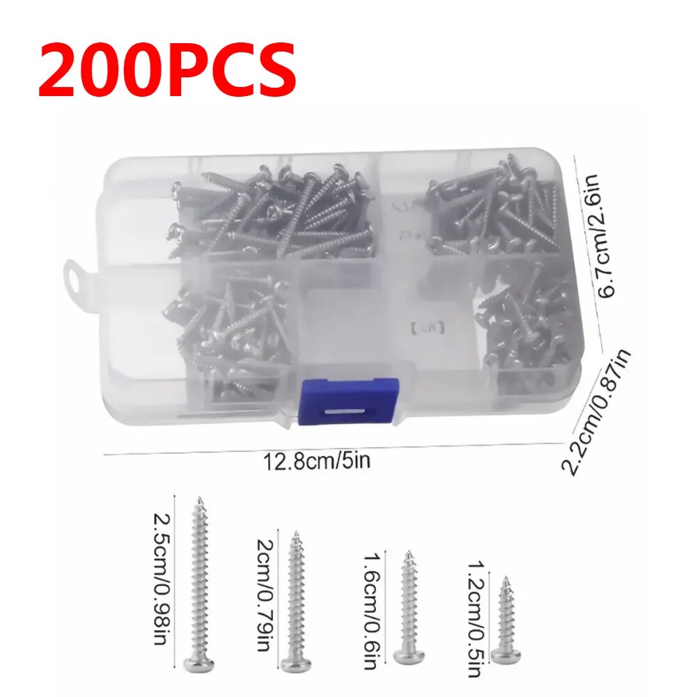 200/800pcs M2 M3 Self-Tapping Screw Set Self-Drilling Bolt Screw ...