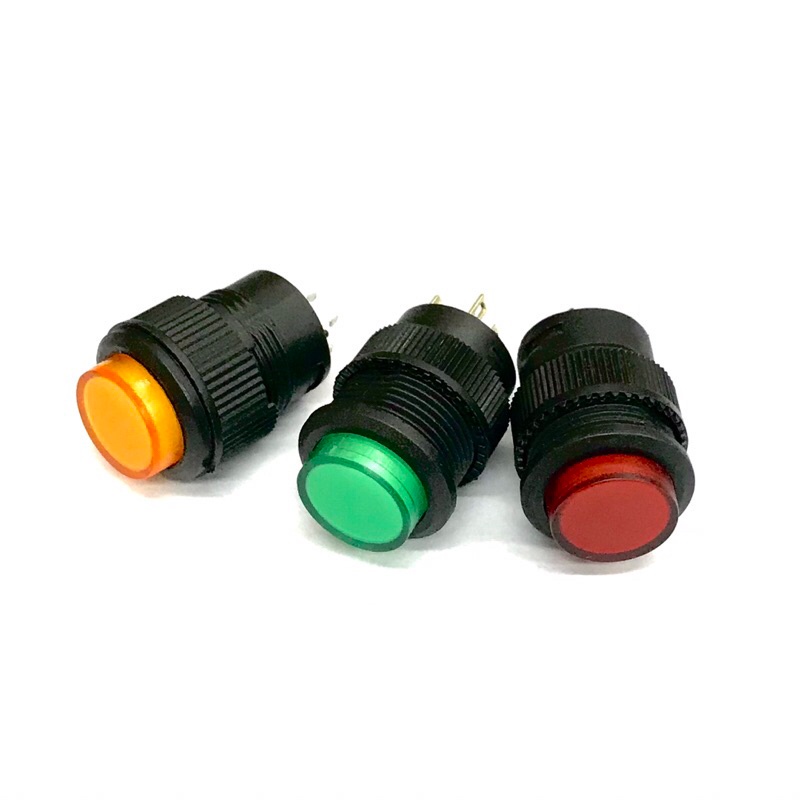 Switch สวิตช์กลม 16 mm ไฟLED 3V-3A/250VACกดติด กดดับ~กดติด ปล่อยดับ 4 ...