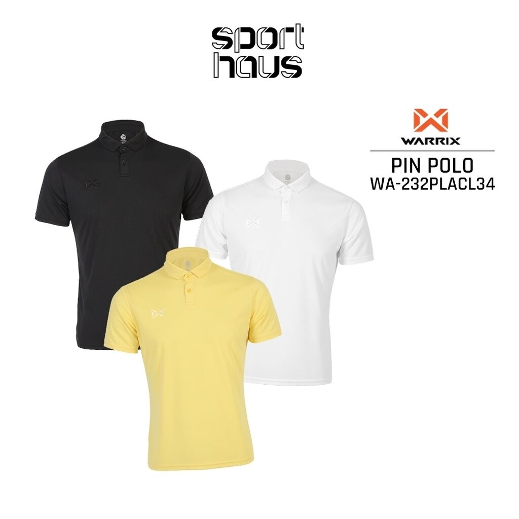 ใหม่ล่าสุด!! WARRIX รุ่น PIN เสื้อโปโลวอริกซ์สีล้วน (WA-232PLACL34) สีใหม่ ดำ/ขาว/เหลืองพาสเทล ...