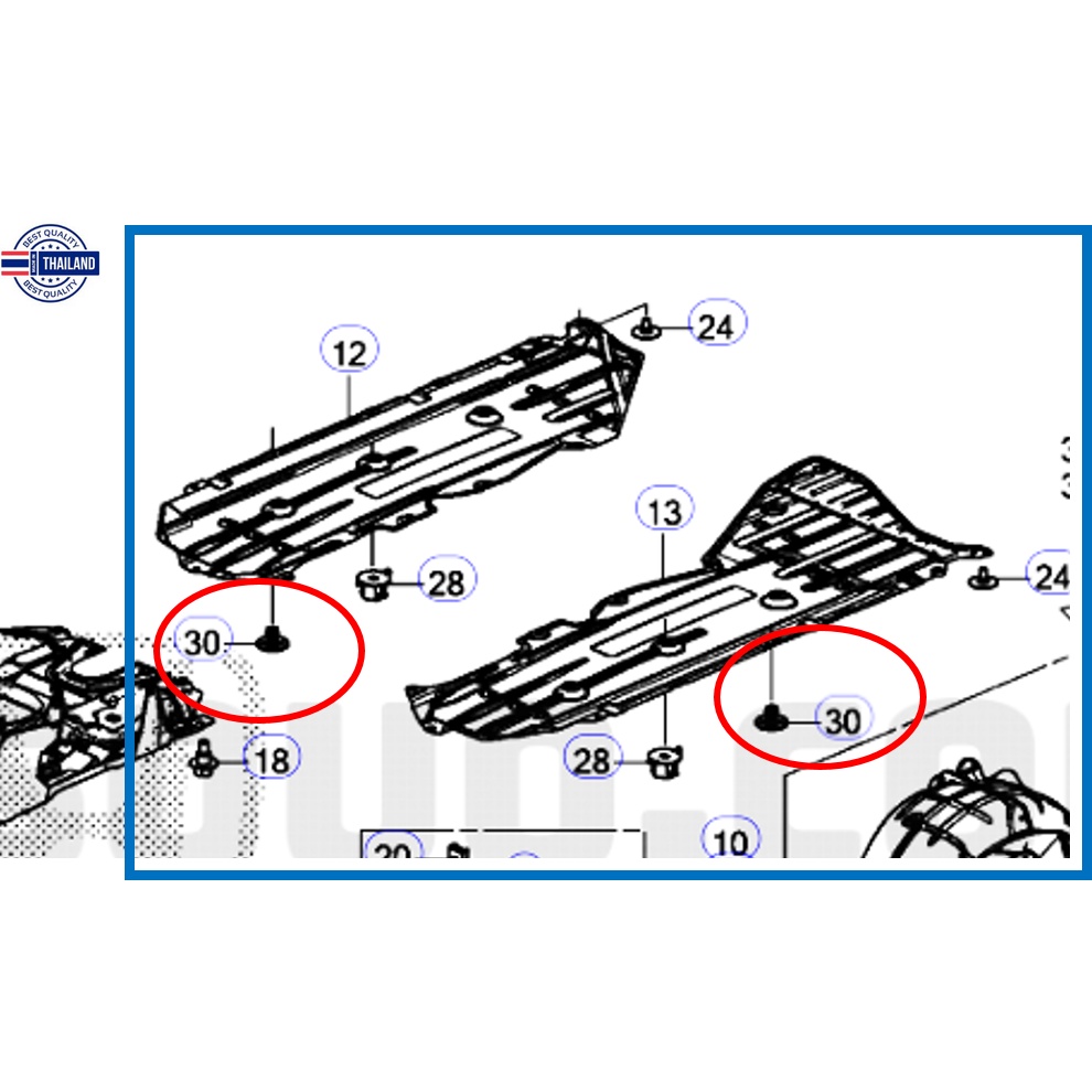 SKU-A429 10ตัว พุกพลาสติกยึดแผ่นปิดใต้ท้องรถ ไม่ใช่ใต้ห้องเครื่อง HONDA ...