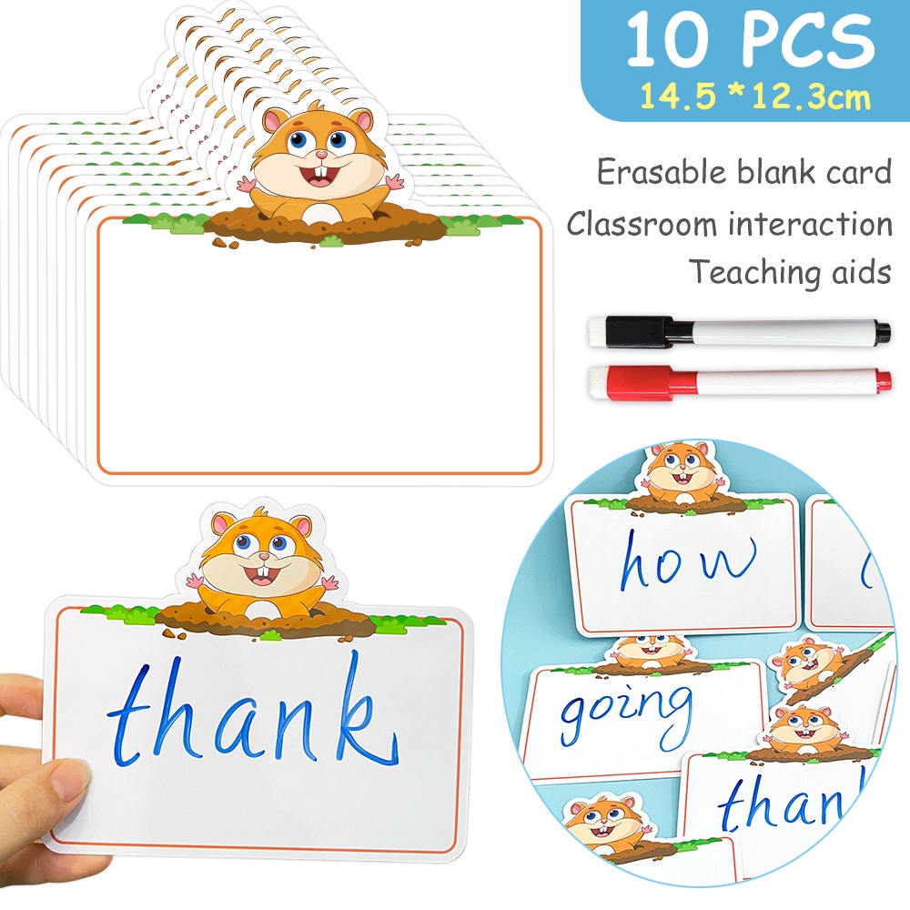 Children Playing Hamster Game Blank Erasable Card Kids English Words ...