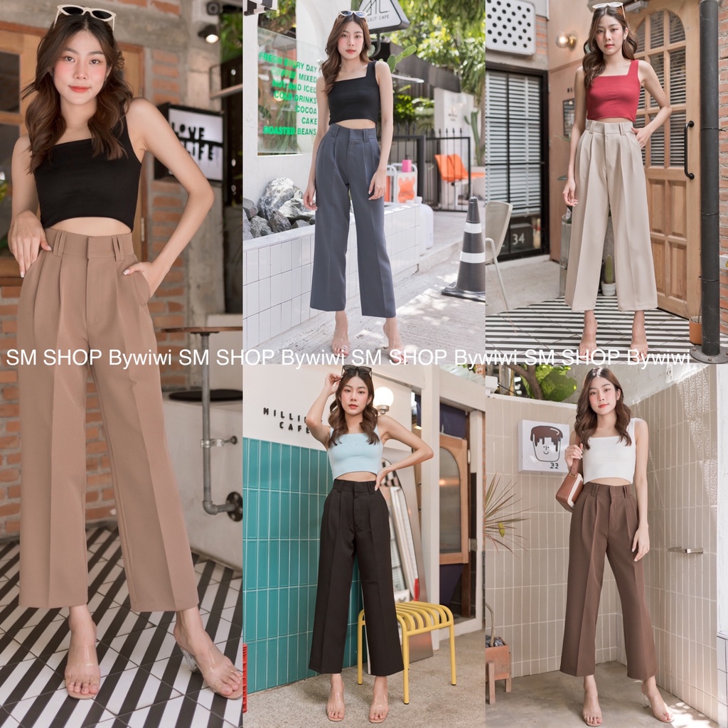 LA: รุ่น AAกางเกงขากระบอกใหญ่สุดฮิต หูคู่สวยๆ ทำงาน แฟชั่น งานป้าย SMSHOP ผ้าไอวี่ ผ้าเปเป้ S ...