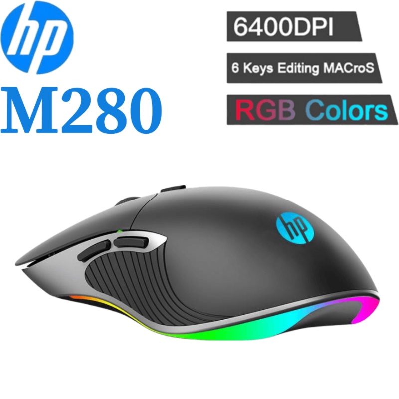 Hp M280 เมาส์เกมมิ่งมีสาย 6400 DPI RGB มีไฟ LED หลากสีสัน สําหรับ ...