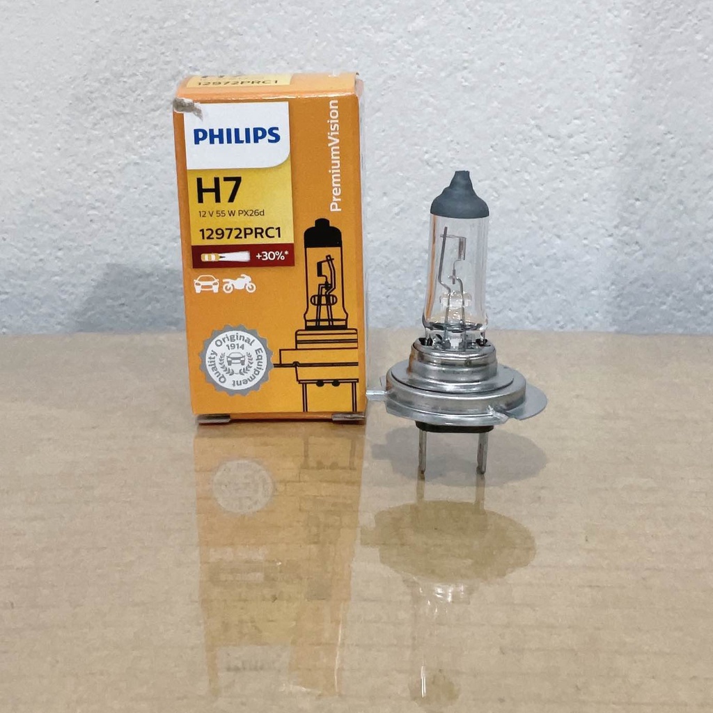 หลอดไฟหน้า PHILIPS H7 +30% 12V 55W PX26d 12972PRC1 สินค้าประกัน2เดือน ...