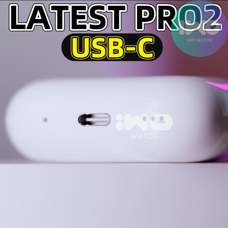 Pro2 ชิป airoha USB-C ล่าสุด พร้อมตัวเลื่อนระดับเสียง 100% หูฟังบลูทูธไร้สาย สําหรับ ios17 ...