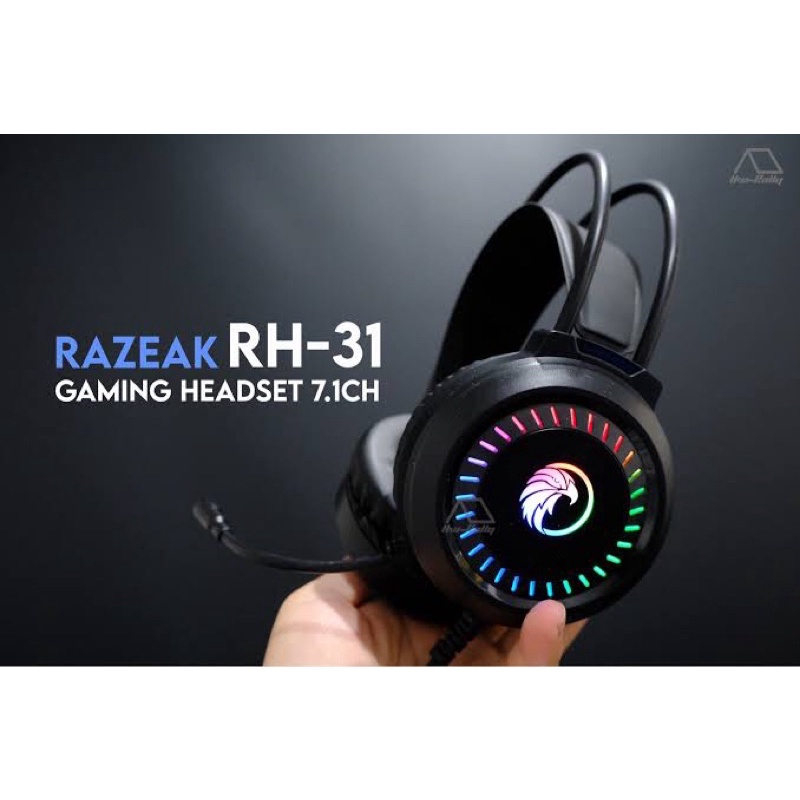 Headset RAZEAK RH31 USB (Black)หูฟังเกมมิ้งRGB เสียงดีมีซาวการ์ดในตัว ...