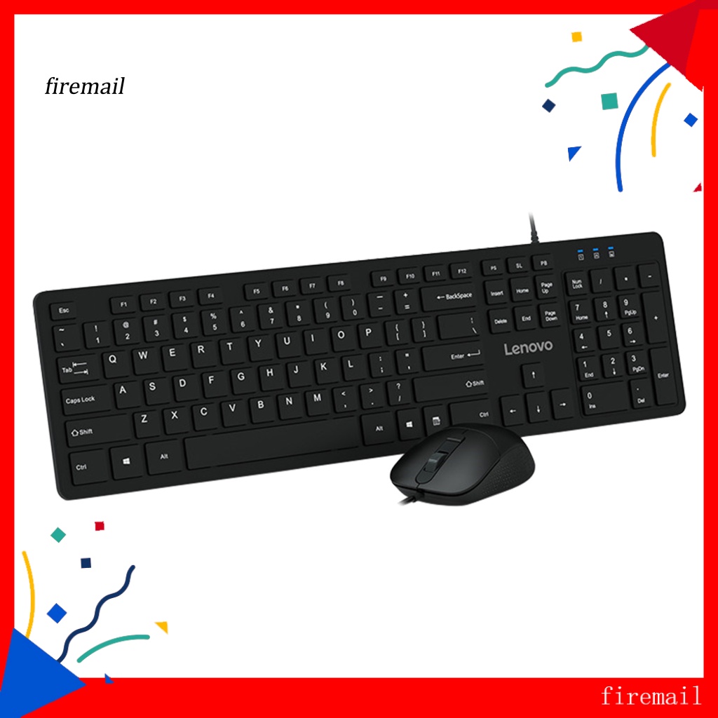 [FM] เมาส์ออฟฟิศ แบบใช้สาย ตอบสนองเร็ว 1600DPI สีดํา สําหรับ Lenovo KM102 | Shopee Thailand