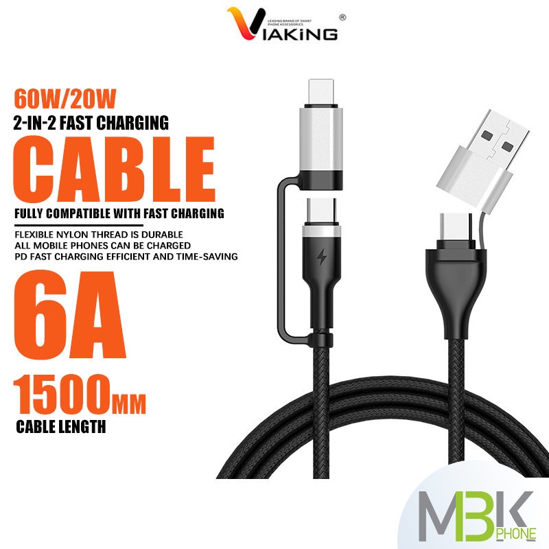 สายชาร์จ Viaking SC043 อินเทอร์เฟซ Type-C / iph 2 in2 Data Cable สายยาว ...