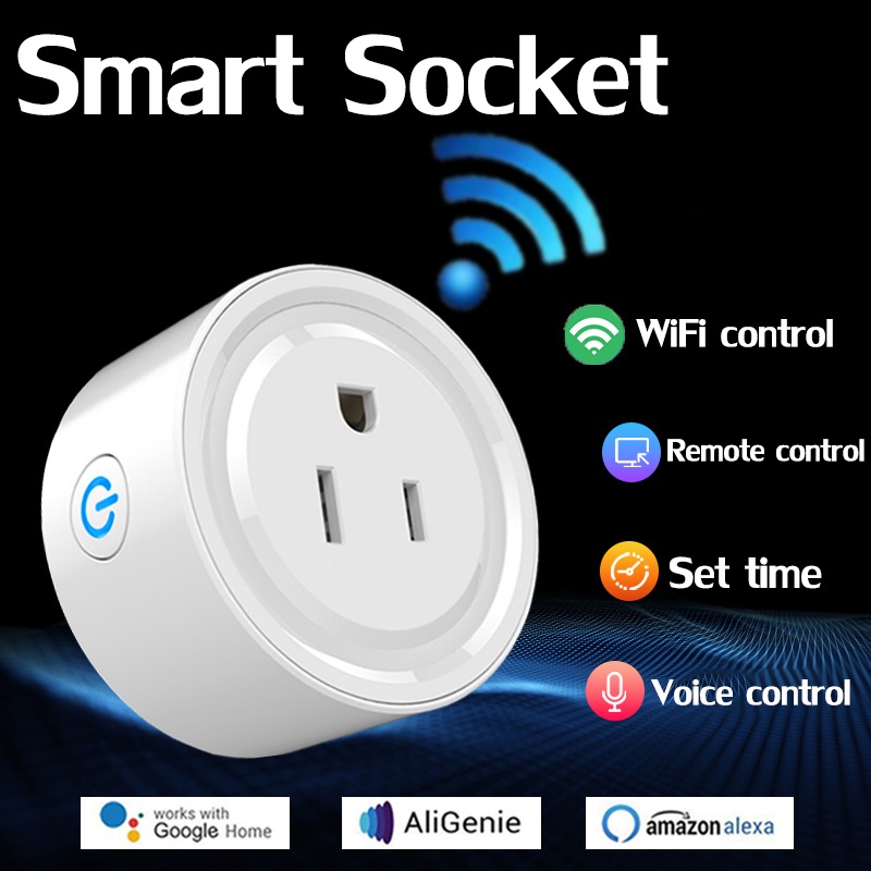 ปลั๊กไฟ wifi (10A)Smart Socket Mini Plug การควบคุมระยะไกล สมาร์ทปลั๊กไฟ สามารถสั่งงานด้วยเสียง ...
