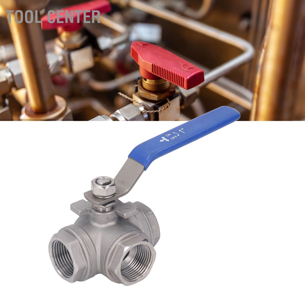 Tool Center 3 Way Ball Valve 1in 304 Stainless Steel Female T Type ...