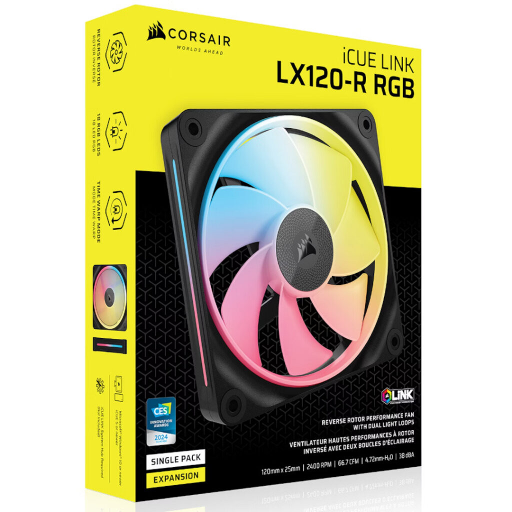 CORSAIR LX120-R RGB Black 1x120mm PWM Reverse Expension Pack Fan : CO ...