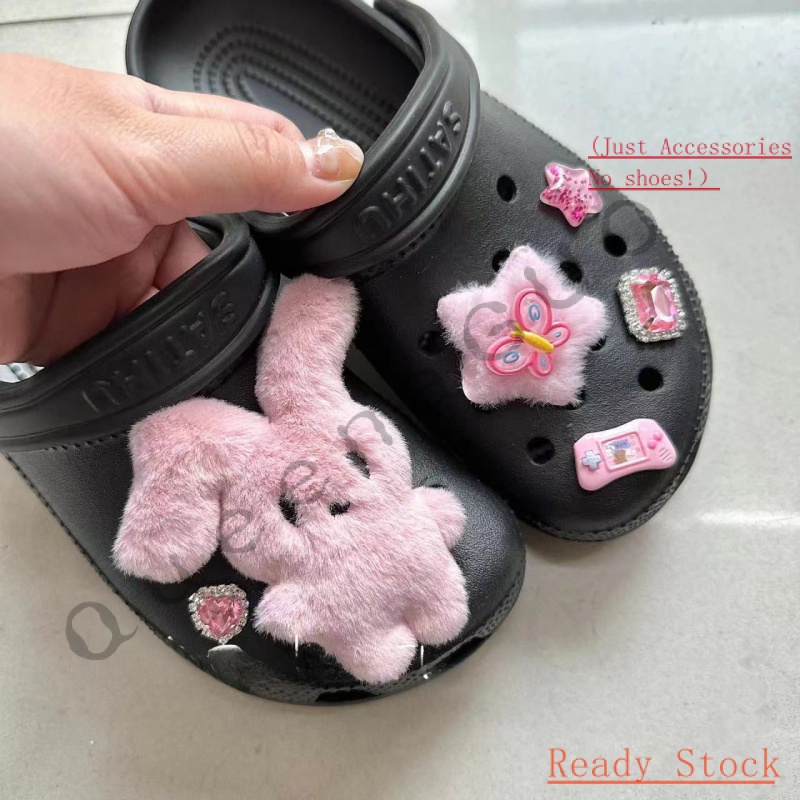 CROCS Jibbitz set（ไม่รวมรองเท้า）Pink Looping rabbit decoration Crocs ...