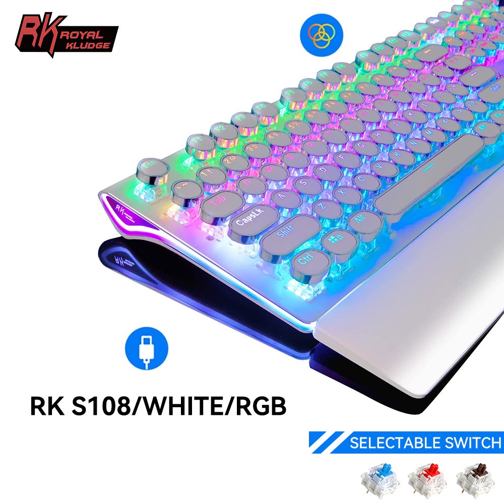 Royal Kludge Rk S108 คีย์บอร์ดเล่นเกม แบบใช้สาย 108 คีย์ พับได้ สีฟ้า ...