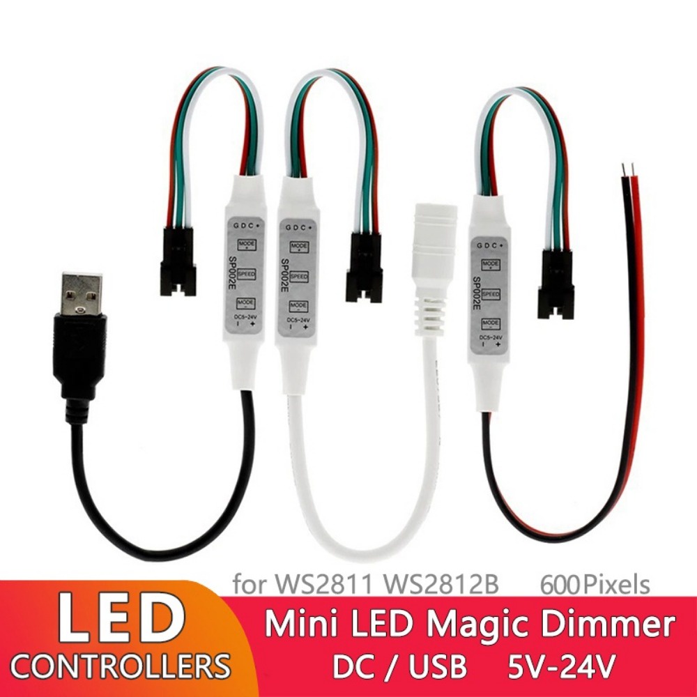 Sp002e ตัวควบคุมหรี่ไฟ led RGB 600 พิกเซล 3 คีย์ DC5-24V USB 5V สําหรับ ...