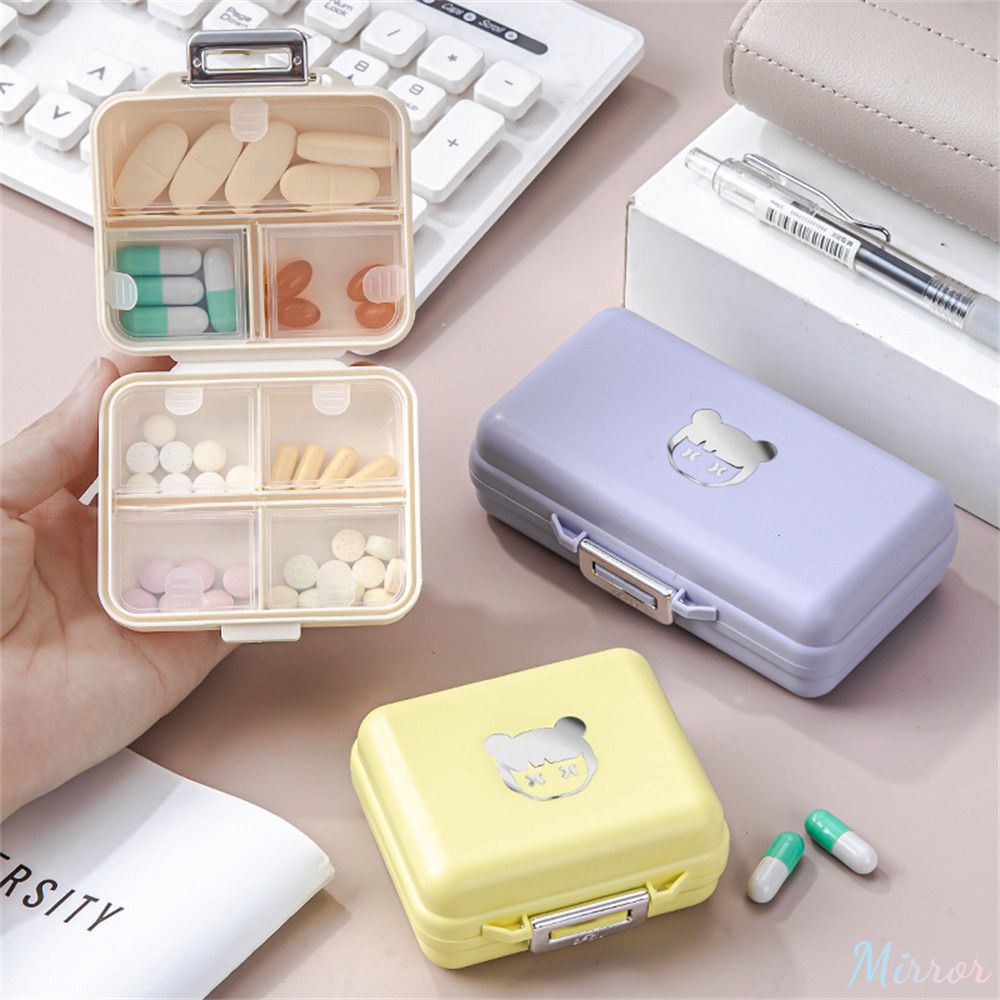 7 กริด Pill Organizer กรณีกล่องยาแท็บเล็ตแบบพกพา Cactus Leaf Pill ขนาด ...