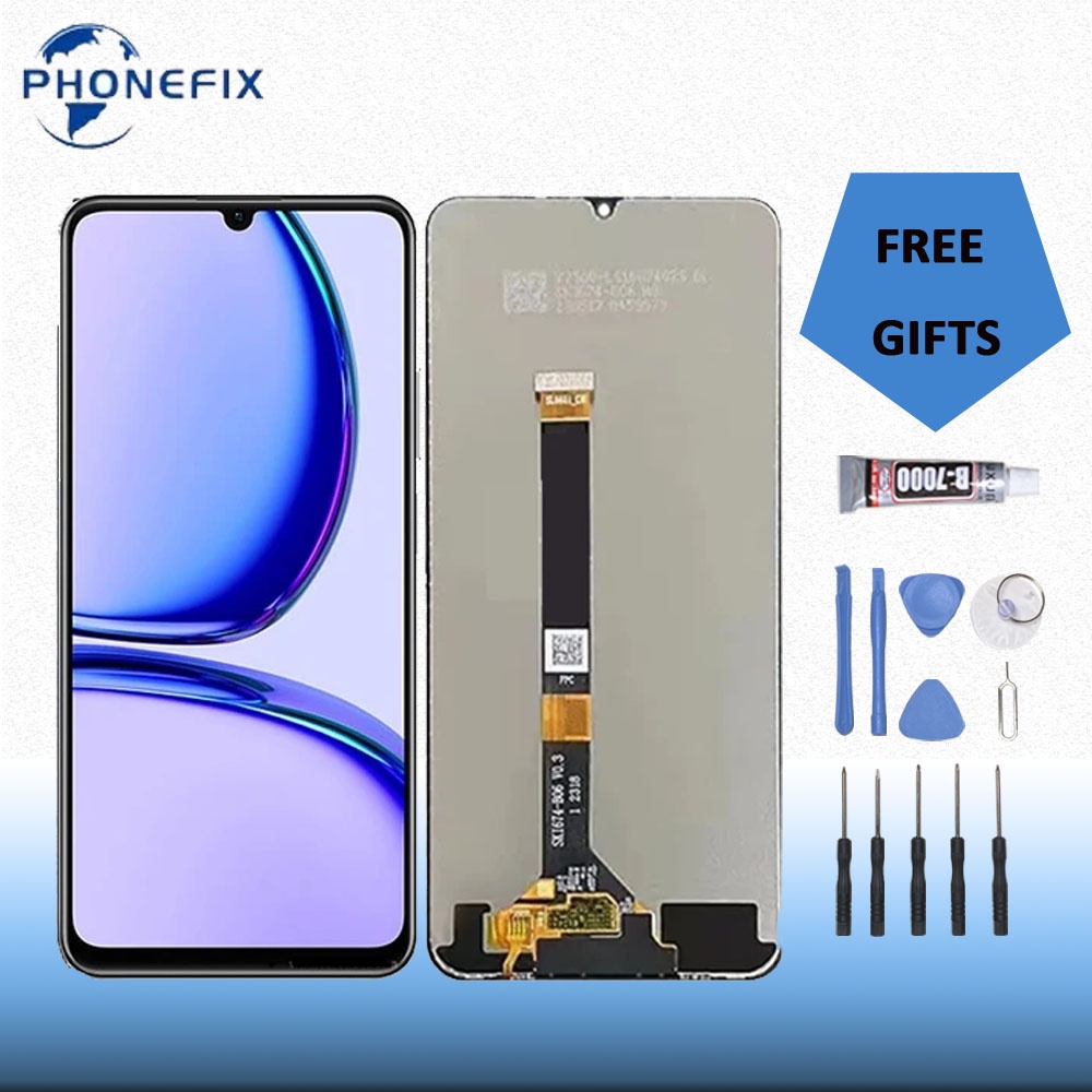 หน้าจอแสดงผลสัมผัสดิจิทัล LCD 6.74 นิ้ว สําหรับ Oppo Realme C53 RMX3760 ...