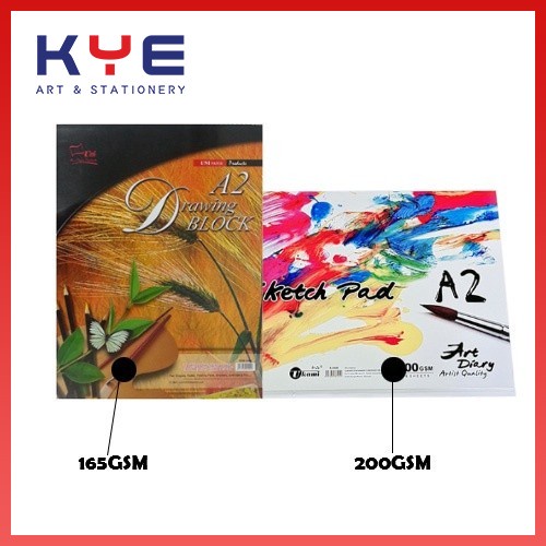 กระดาษวาดภาพ Uni A2/กระดาษระบายสี/บล็อกวาดภาพ A2/165GSM, 200GSM | Shopee Thailand