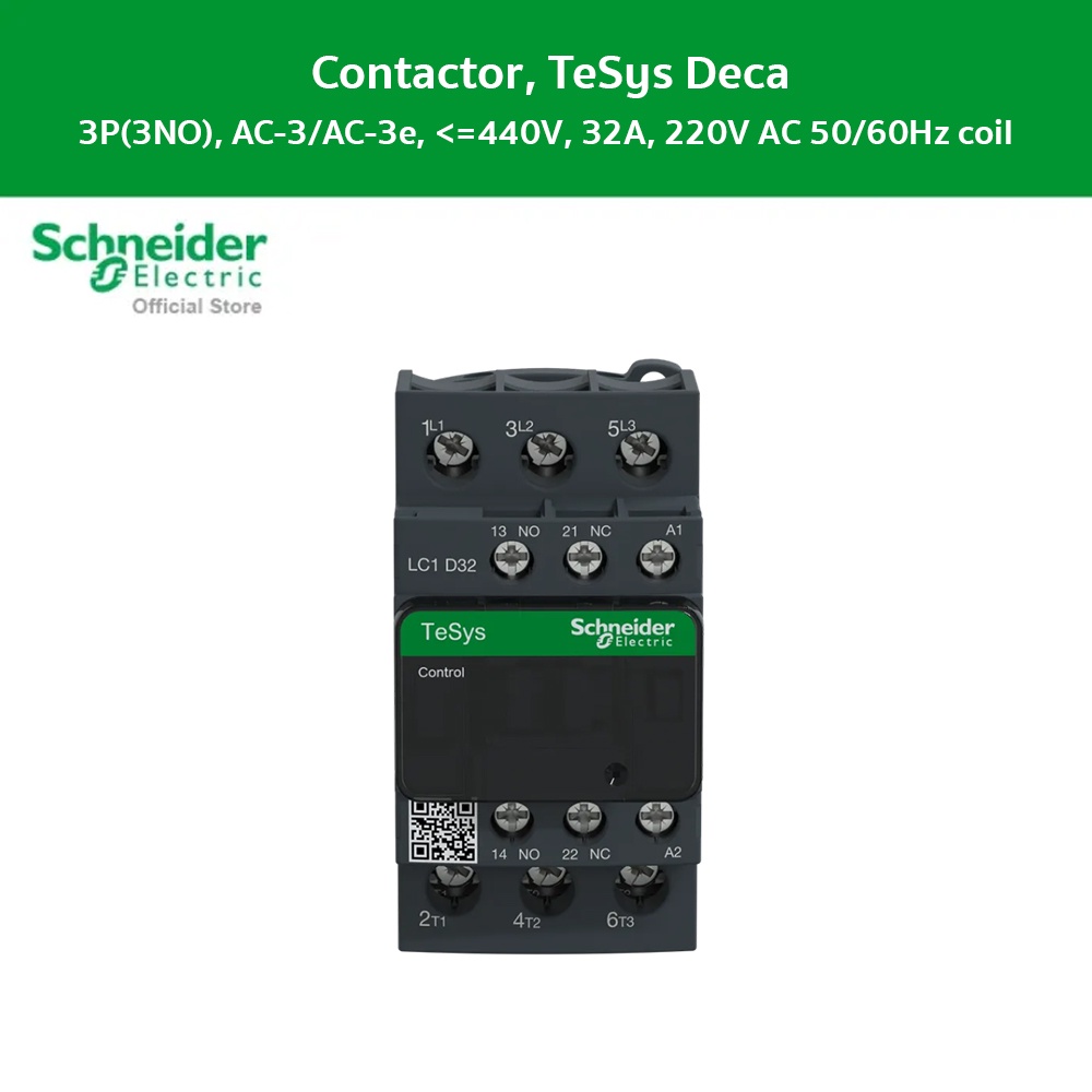 Schneider Electric Contactor,TeSys Deca,3P(3NO),AC-3/AC-3e,