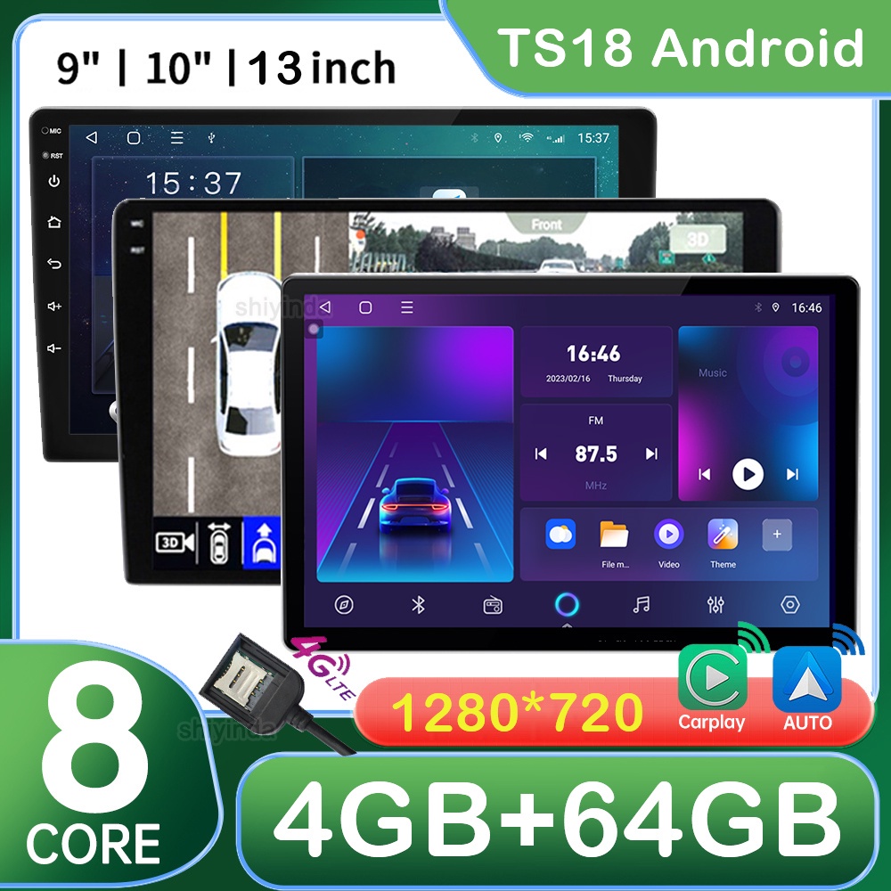 [ Ts18 Octa Core 4GB RAM+64G ROM ] เครื่องเล่นมัลติมีเดีย หน้าจอ 9 10 13 นิ้ว สําหรับรถยนต์ ...