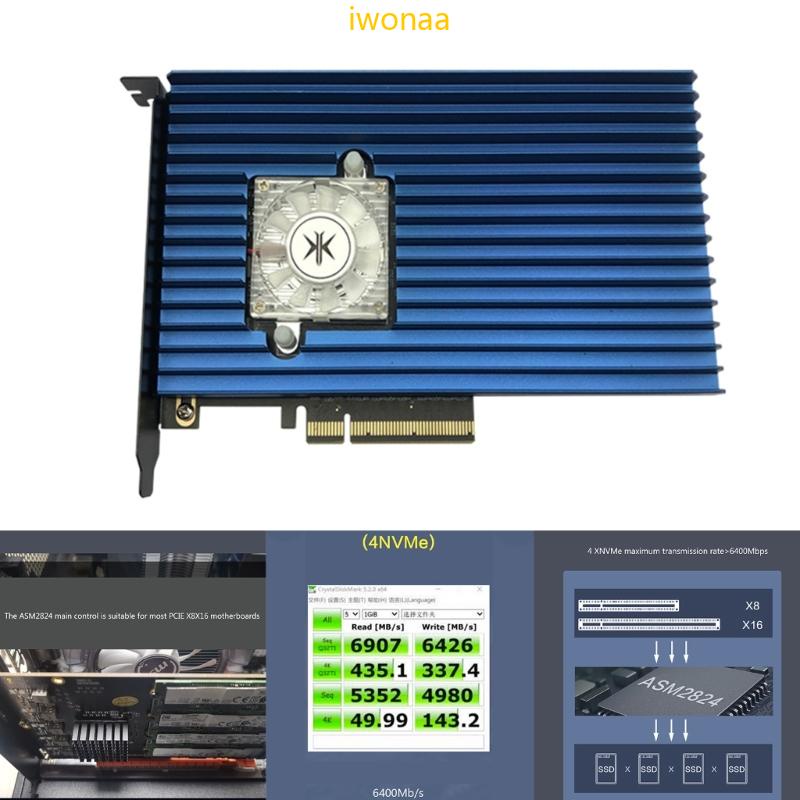Iwo การ์ดขยาย Pcie4 0 x16 เป็น M 2 M-Key NVME 4 SSD RAID 1 เป็น 4 ช่อง ...