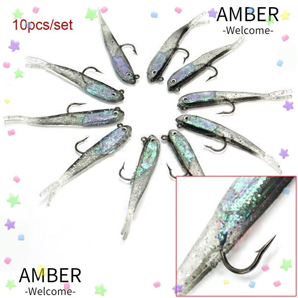 Amber 10PCS ซิลิโคนเหยื่ออ่อน Crankbaits Top Minnow Worm Hook | Shopee ...