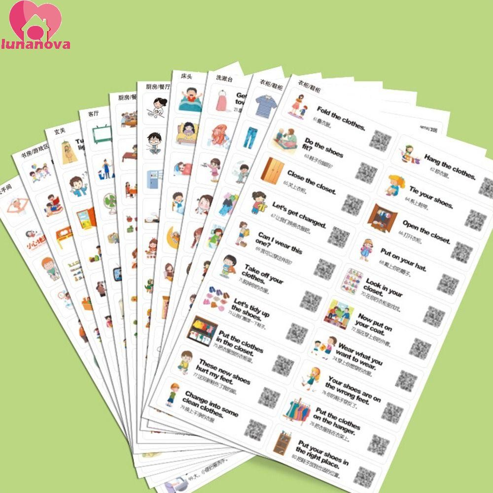 Lunanova English Words Senences Sticker, Life Scene Stickers Labeling ...