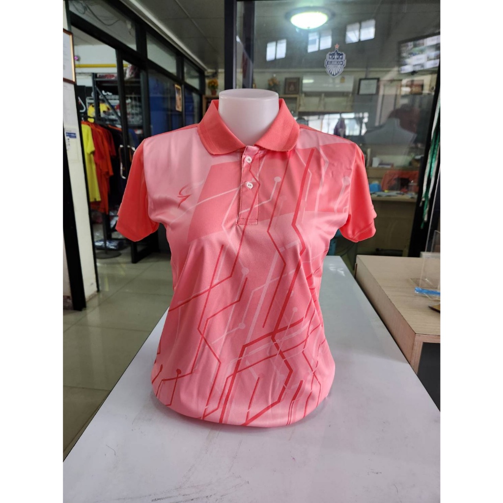 เสื้อกีฬาราคาถูก เสื้อคอปกสีแดง ใส่ได้ทั้งชายหญิง ผ้าพิมพ์ลาย ใส่สบาย ...