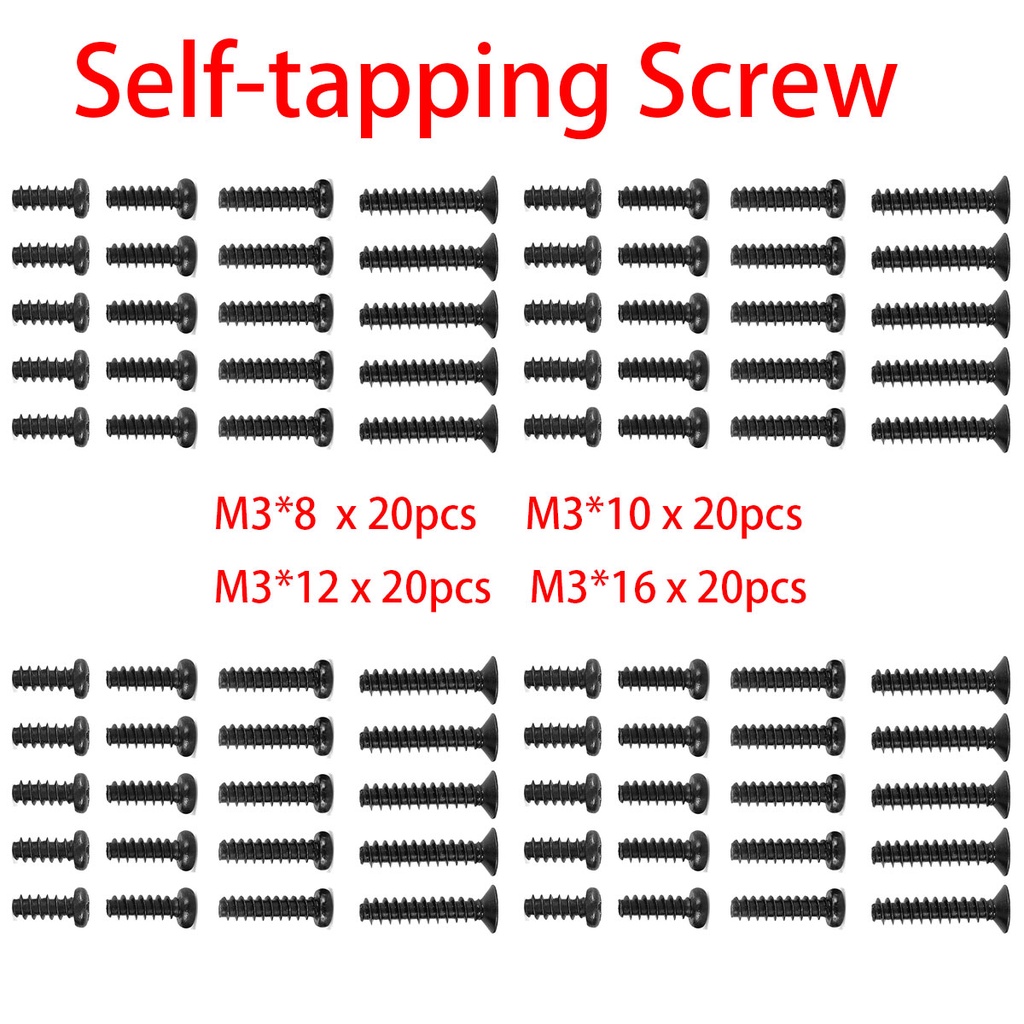 สกรูหัวกลม HSP 1/10 94122 94123 94111 3 มม. M3*8 M3*10 M3*12 M3*16 02081 02082 02083 02089 80 ...