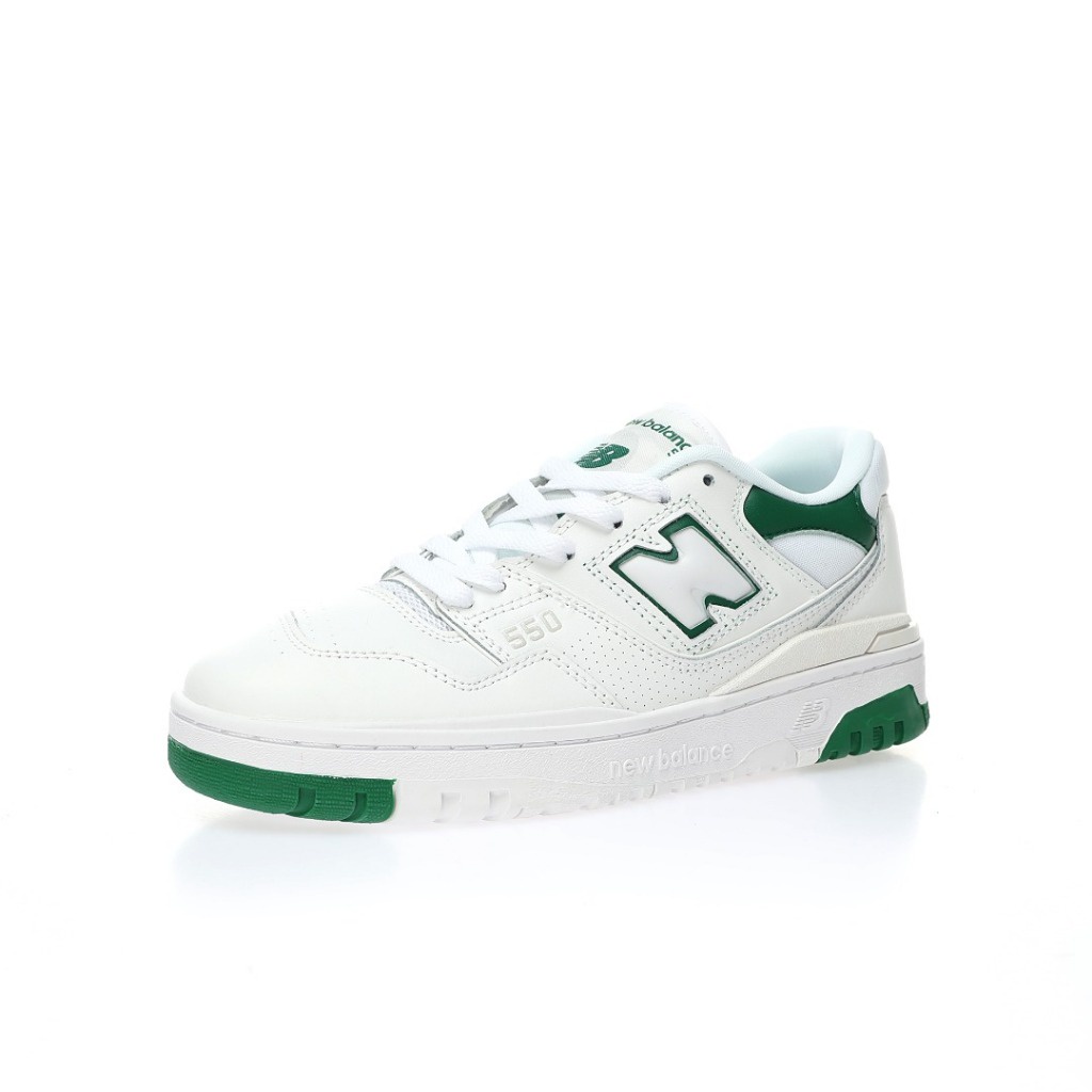 แท้% New Balance BB550 Leather white dark green วินเทจช็อกกันลื่นกีฬา ...
