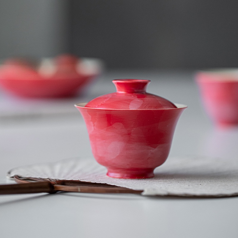 ฝาครอบสโตนแวร์ทํามือชาม Shajifeng Early Lotus Powder ชามชาถ้วยชาไม่ร้อน ...