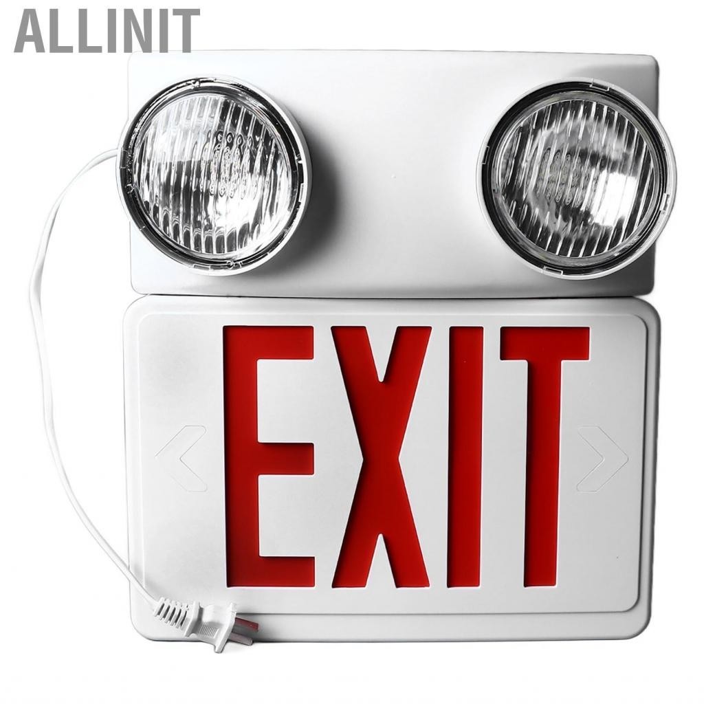 Allinit LED Exit Sign Emergency Light Dual Head Built In 800mAh Battery ...