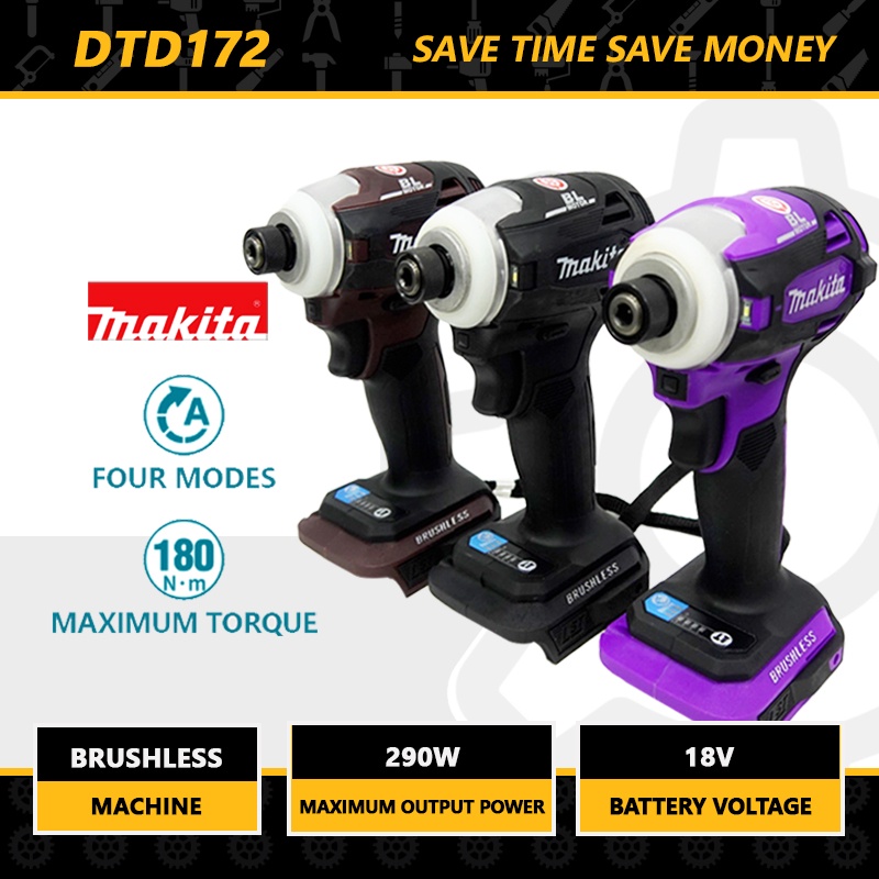Makita DTD172 180 N m มอเตอร์อัพเกรดสว่านกระแทก 18V LXT BL | Shopee Thailand