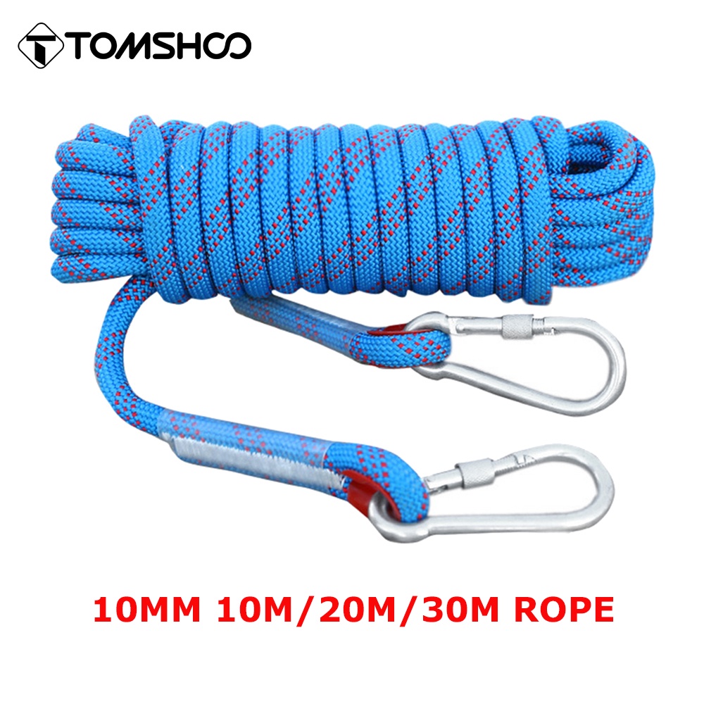 Tomshoo 10mm Rock Climbing Rope 10M/20M/30M Outdoor Static Rapelling Rope Fire Rescue Safety ...