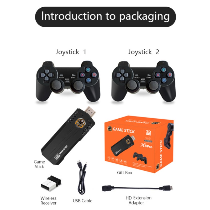 Ps1/gba Boy 30000+ เกมคอนโซลไร้สาย X8Pro 64G 4K HD 2.4G ในตัว สําหรับ ...