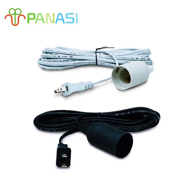 Panasi ขั้วรับหลอดไฟE27พร้อมสายยาว5เมตร ขั้วไฟมีสาย สายไฟมีมอก. ...