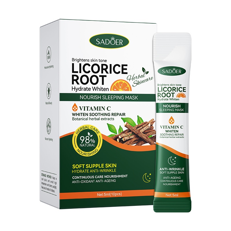 Sadoer Licorice VC มาสก์หน้า ให้ความชุ่มชื้น ฟื้นฟูผิว ลดรอยเปื้อน ลดรอยคล้ําใต้ตา | Shopee Thailand