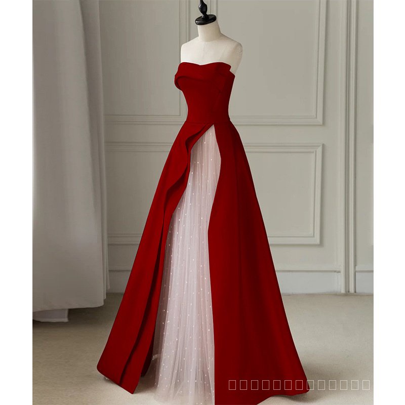 1204-LAYA Toast Dress Bride Wedding Wine Red Engagement Dress New ...