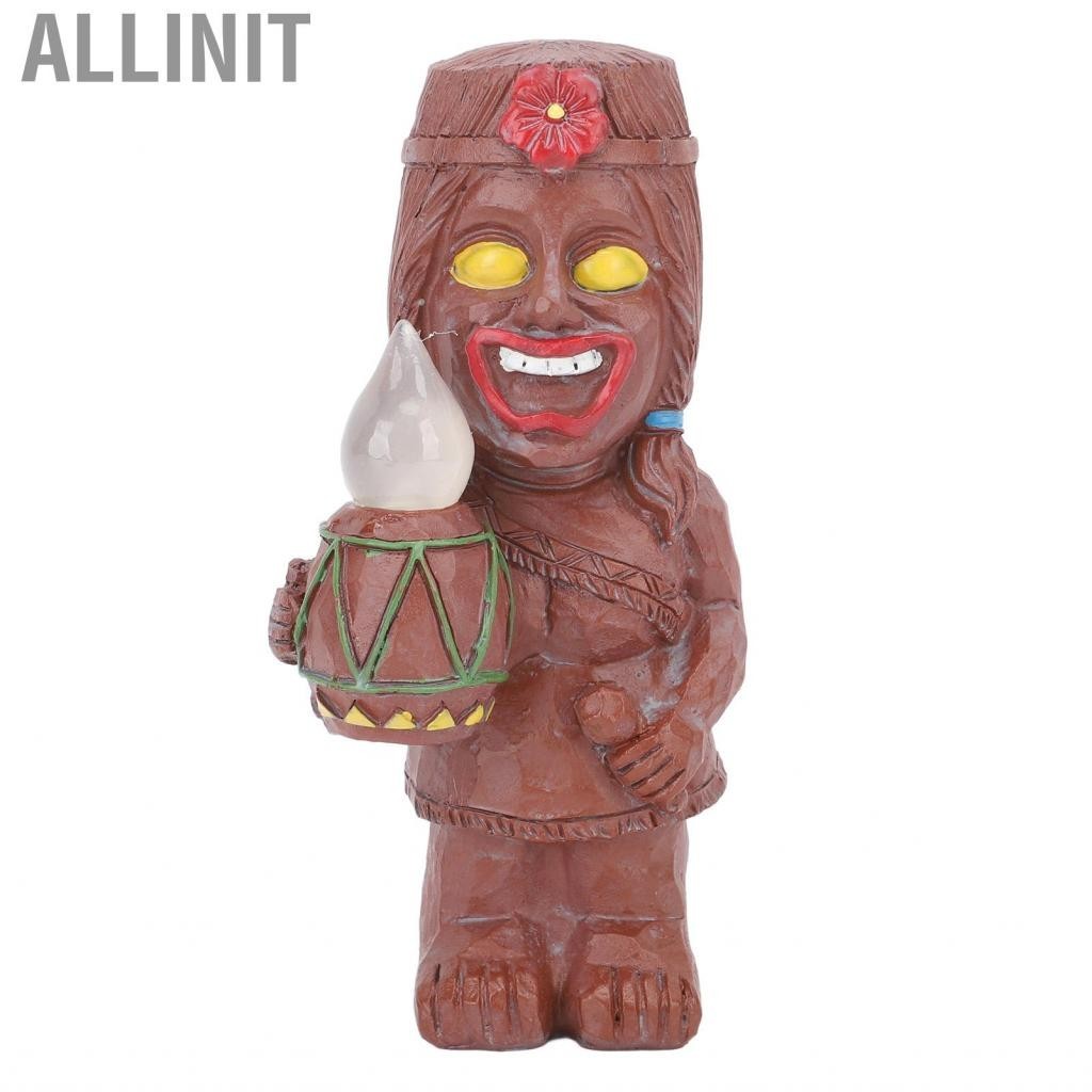 Allinit Creative Mayan Smiling Face Totem Solar Light Resin Garden Lawn ...